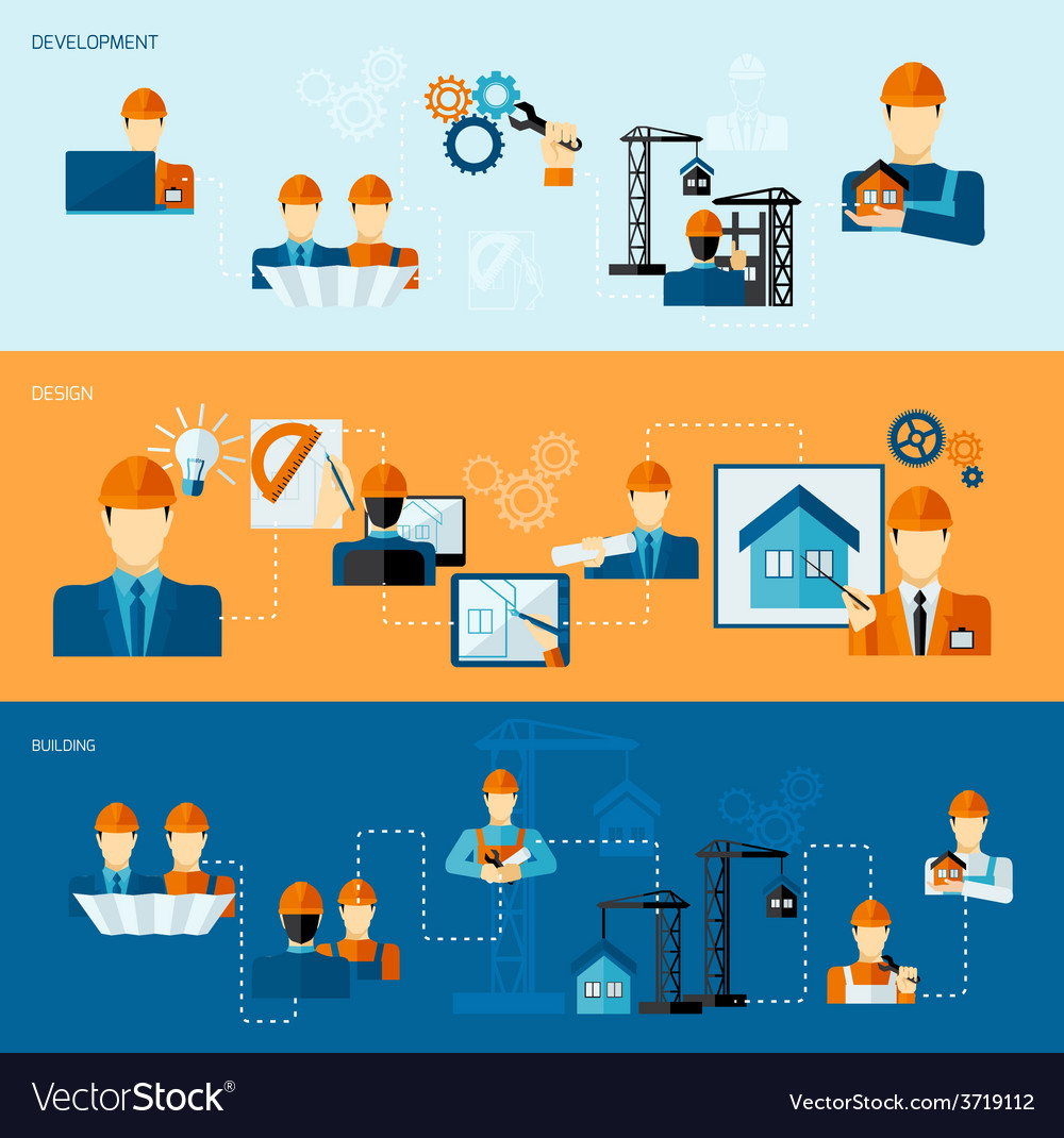 Engineer banners set Royalty Free Vector Image