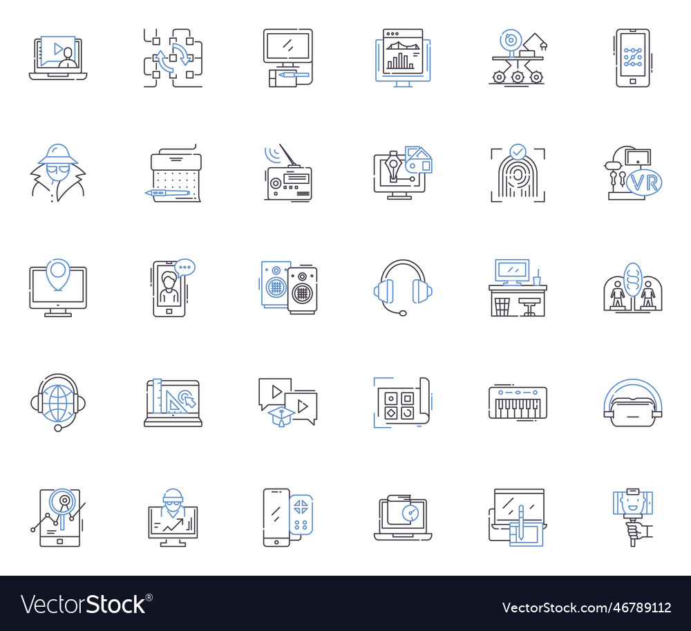 High-tech gadgets line icons collection smartph Vector Image