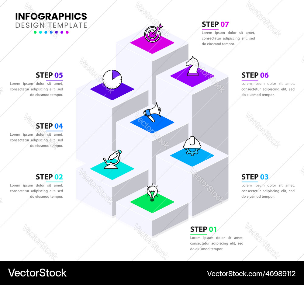 Infographic template with icons and 7 options Vector Image