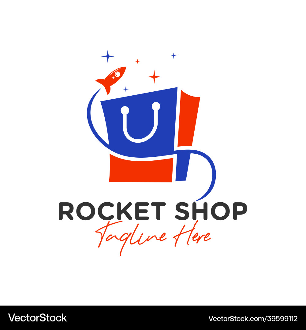 Rocket shop bag inspiration logo Royalty Free Vector Image