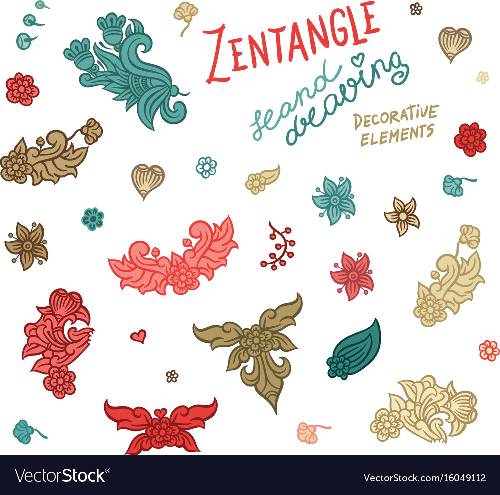 Set hand drawing entangle elements Royalty Free Vector Image