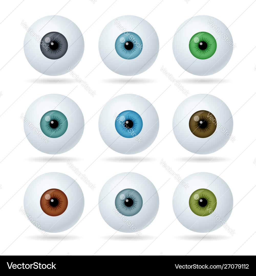 Set humans and abstract eyes realistic Royalty Free Vector