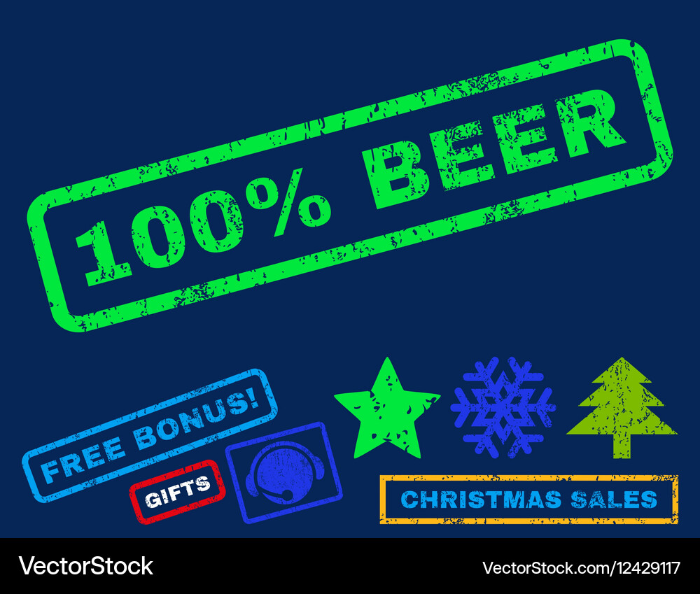 100 Percent Beer Rubber Stamp Royalty Free Vector Image