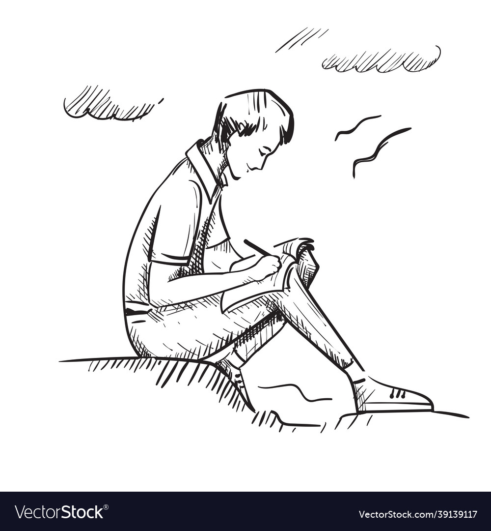 A man makes notes writes plan Royalty Free Vector Image