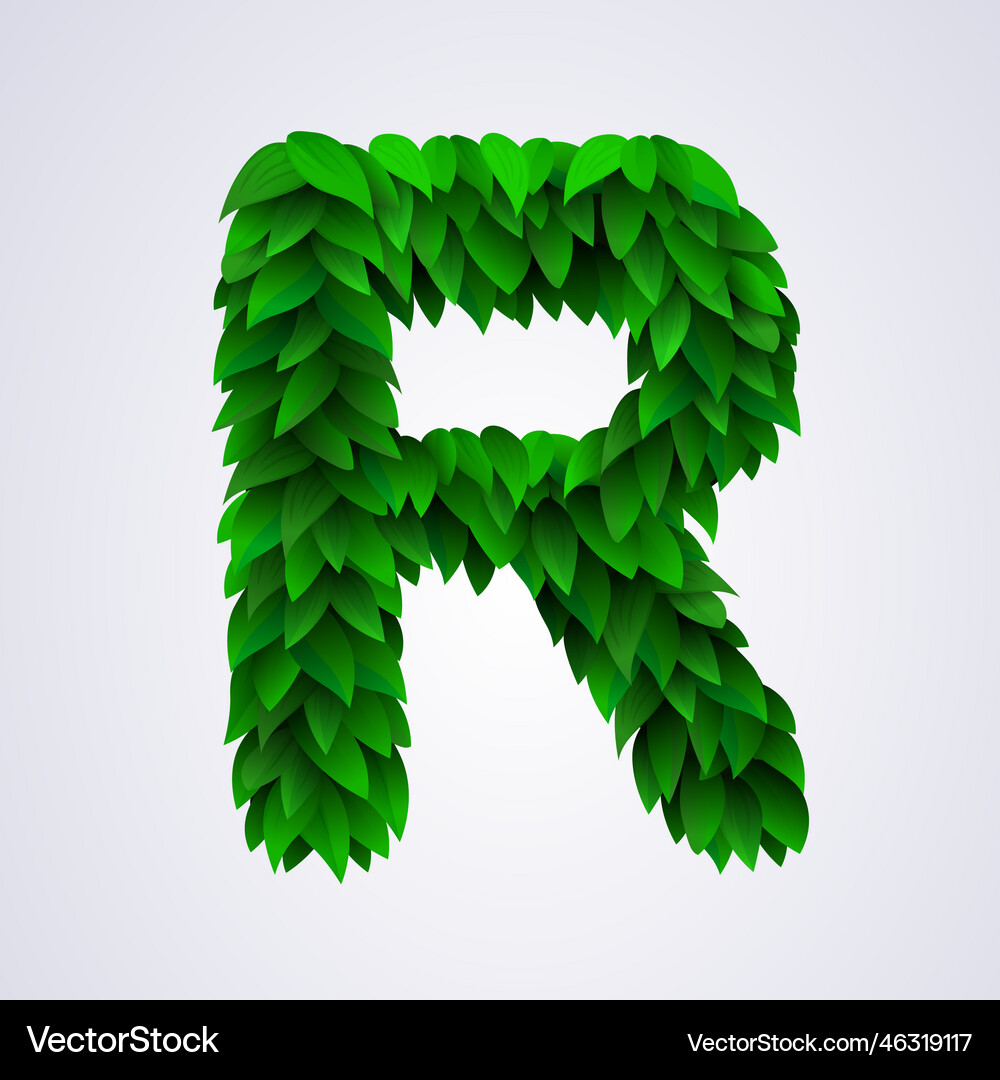 Alphabet letters made from fresh green leafs Vector Image