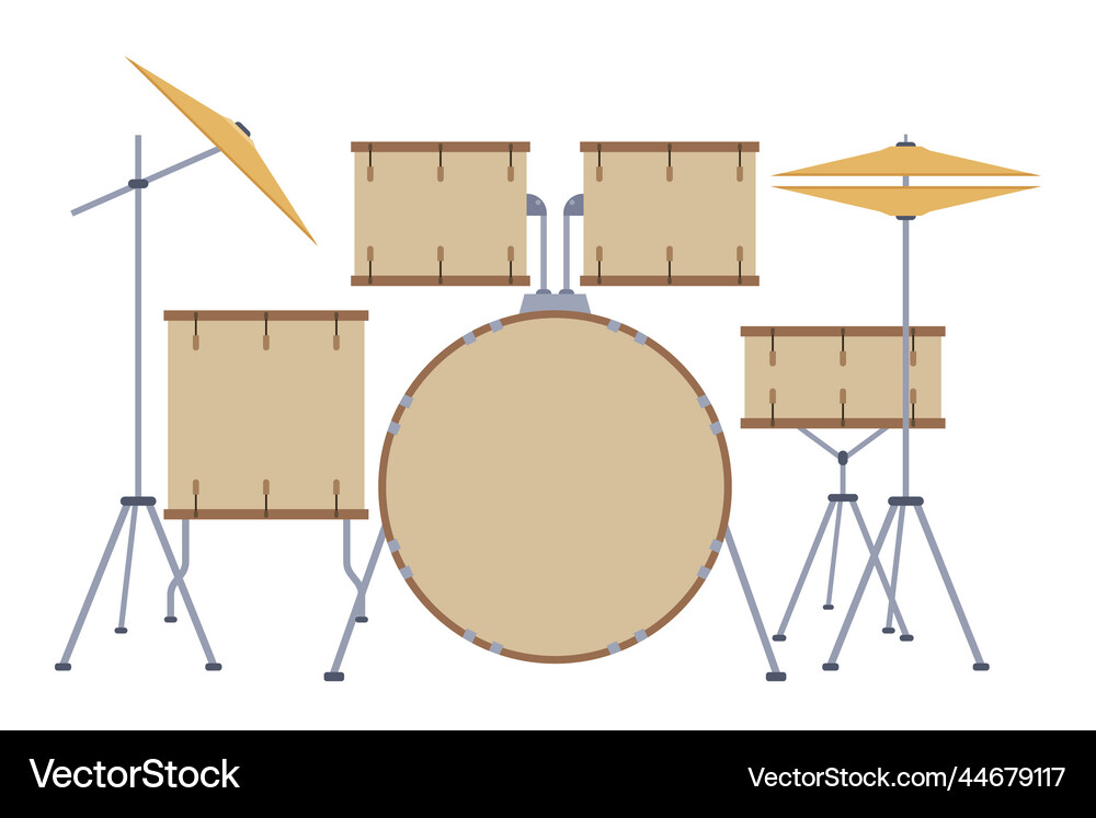 Drum musical instruments beige color drums set Vector Image