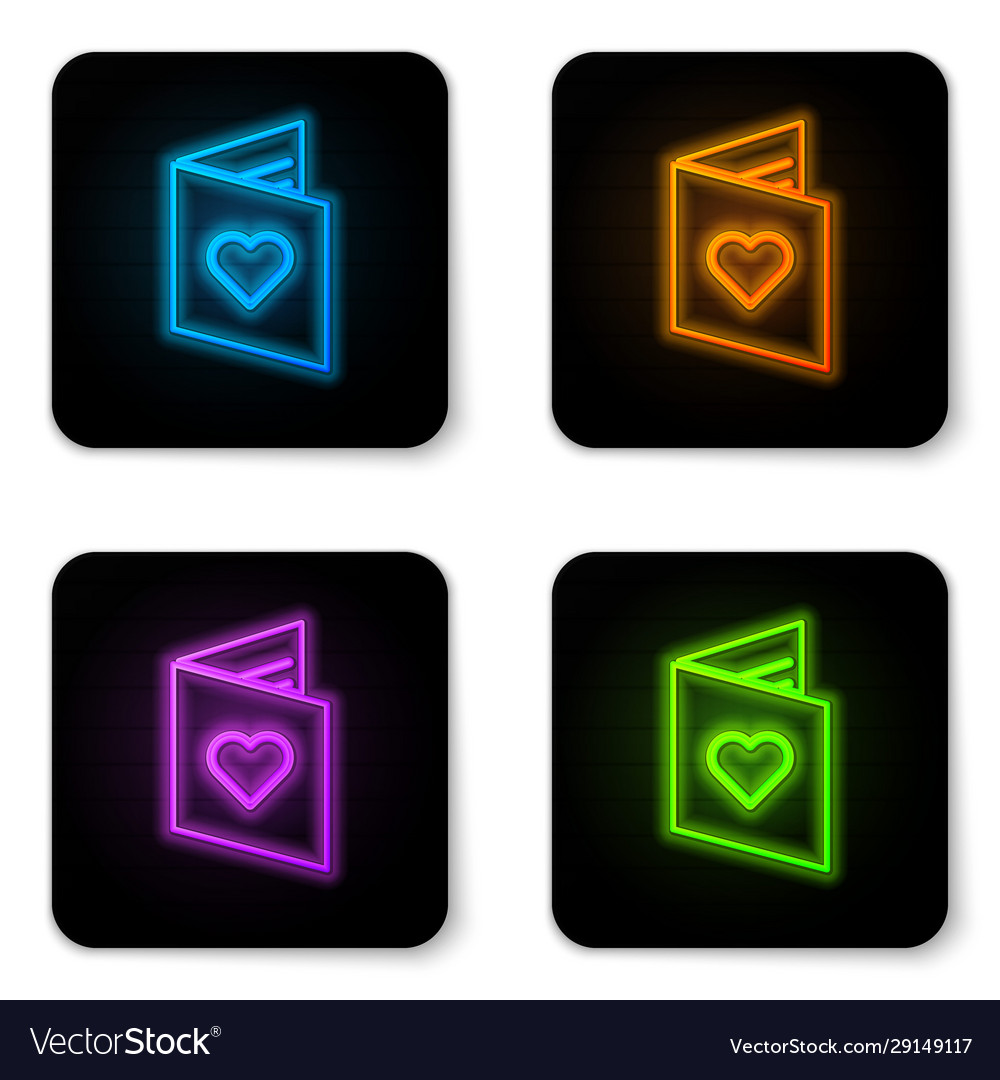 Glowing neon valentines day flyer with heart icon Vector Image