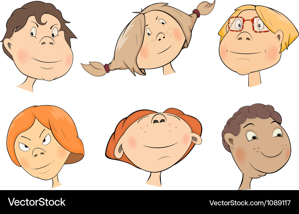 Set of children faces Royalty Free Vector Image