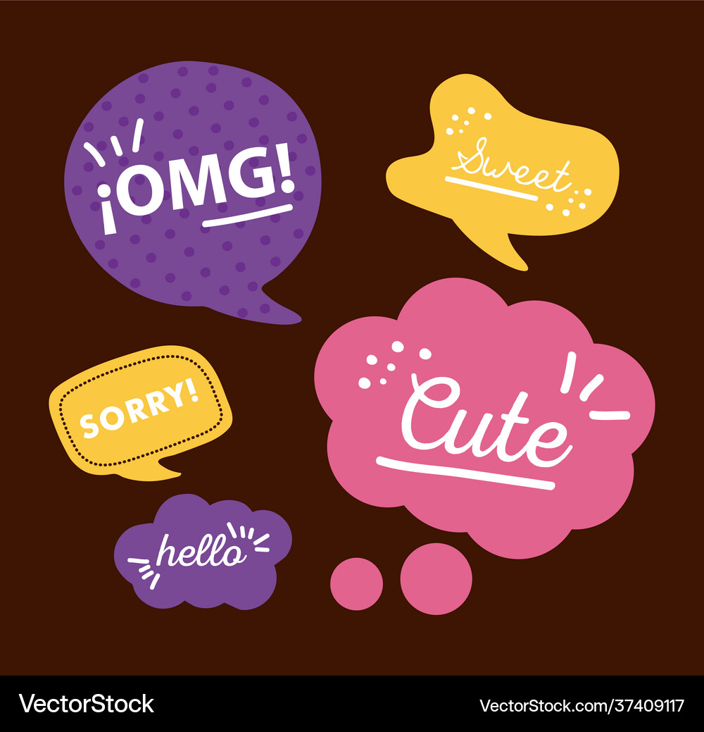 Text balloons five Royalty Free Vector Image - VectorStock