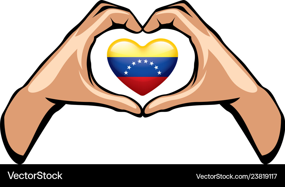 Venezuela flag and hand on white background Vector Image