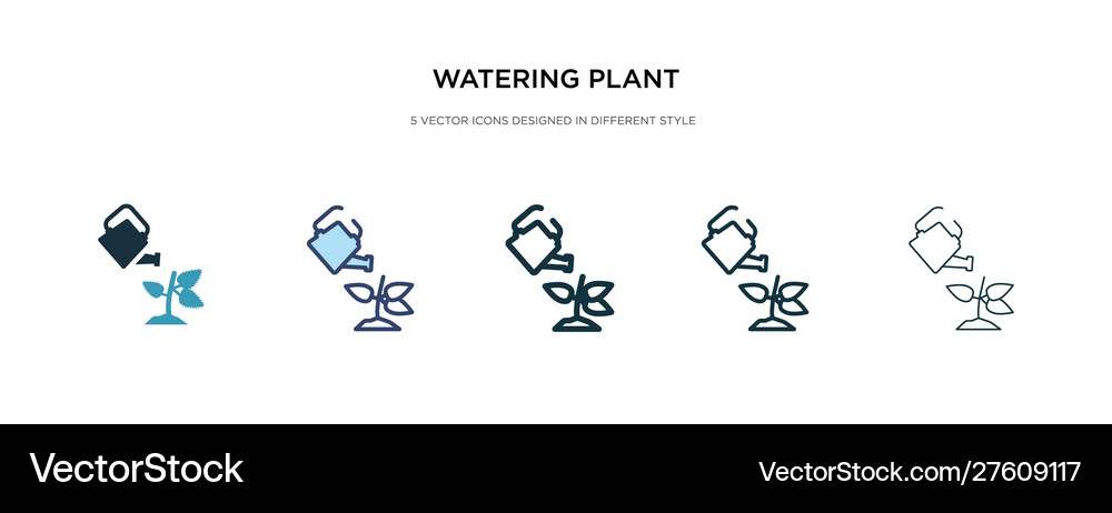 Watering plant icon in different style two Vector Image