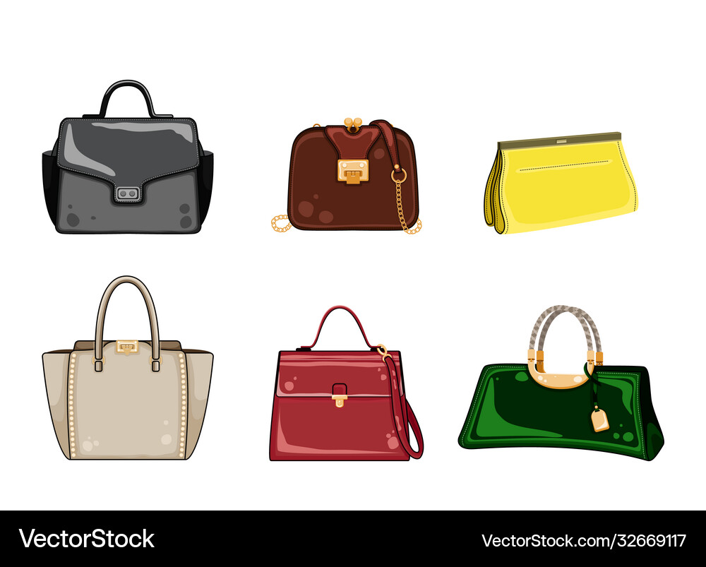 Women bags set Royalty Free Vector Image - VectorStock