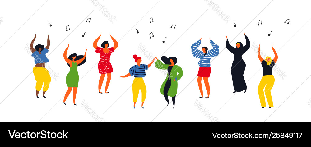 Women people group dancing on isolated background Vector Image