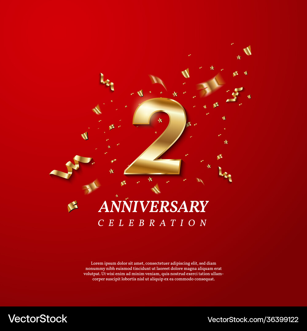 2th anniversary celebration golden number 2 Vector Image