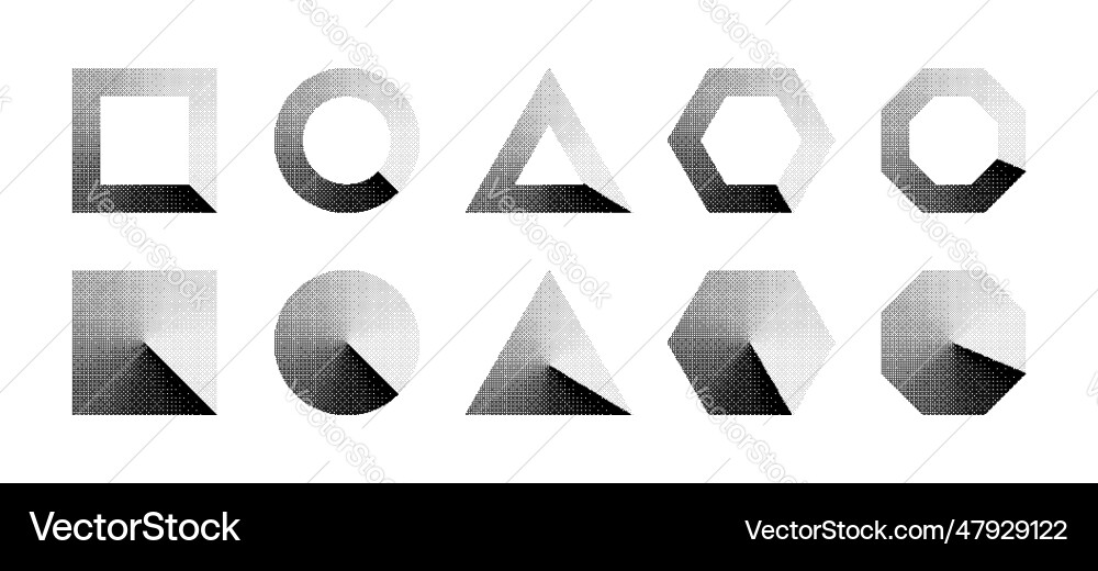 Basic geometric shapes with bitmap dither Vector Image