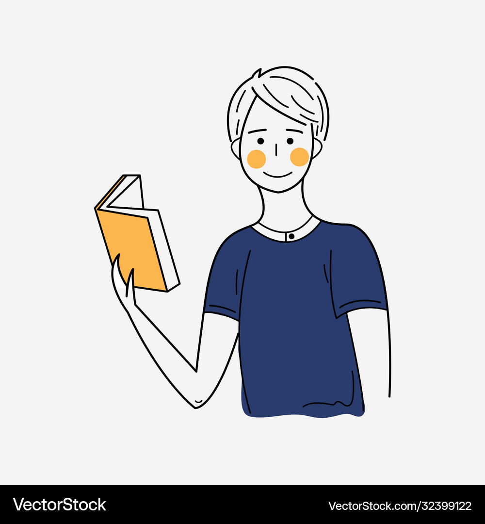 Boy studying with some books young student boy Vector Image