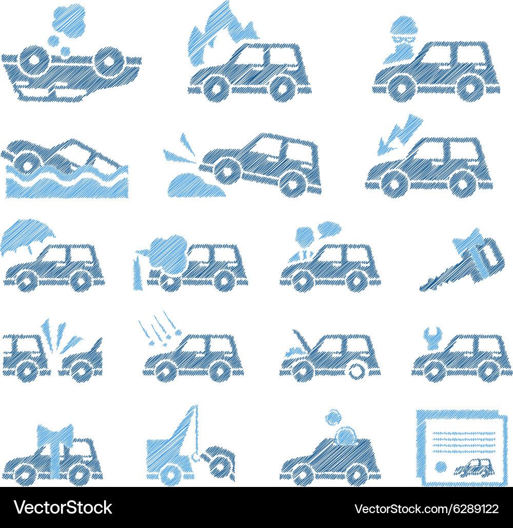 Car insurance icons set Royalty Free Vector Image