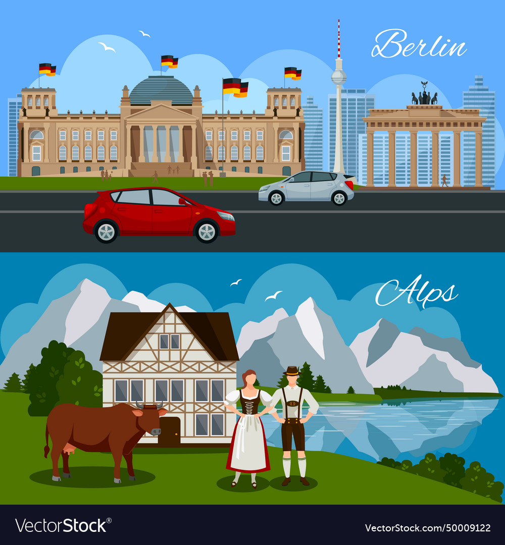 Germany flat composition Royalty Free Vector Image