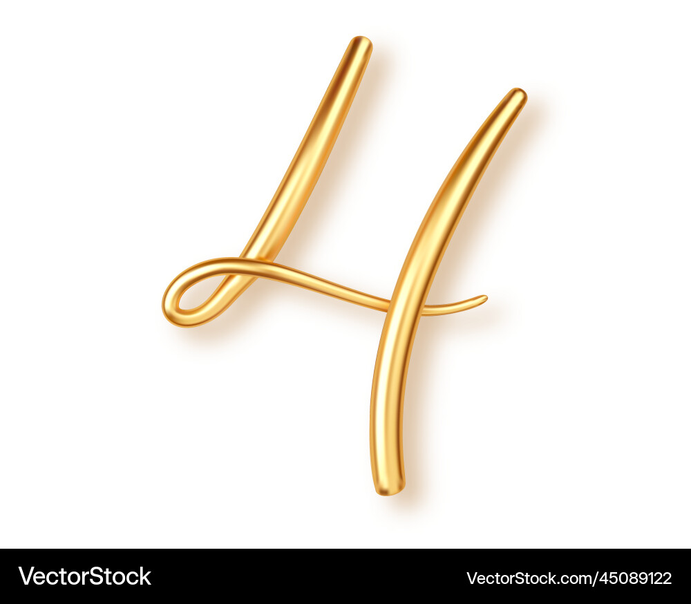 Gold number 4 3d realistic lettering solated Vector Image