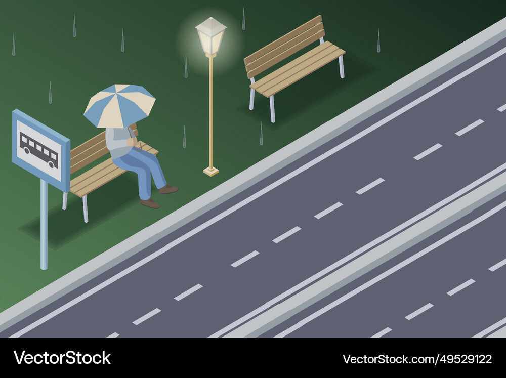 Human sitting under rain Royalty Free Vector Image