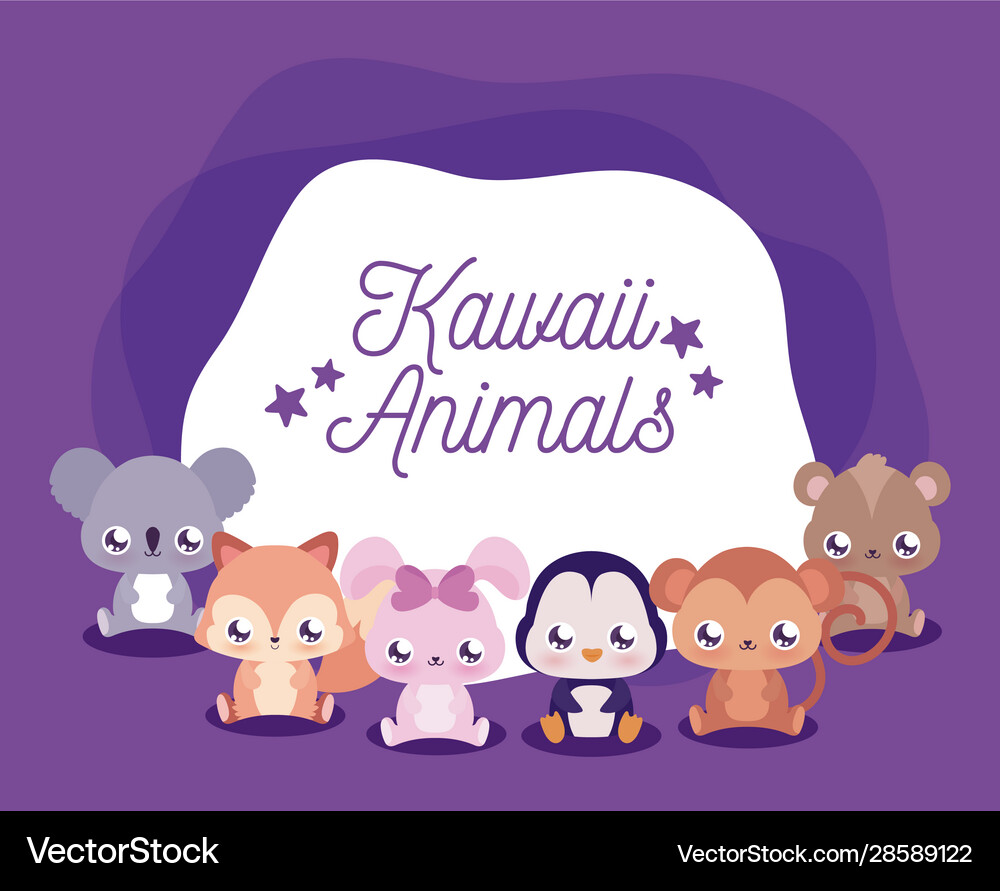 Kawaii animals cartoons design Royalty Free Vector Image