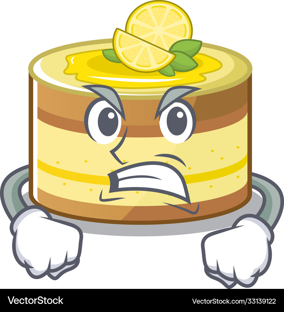 Lemon cake cartoon character style having angry Vector Image
