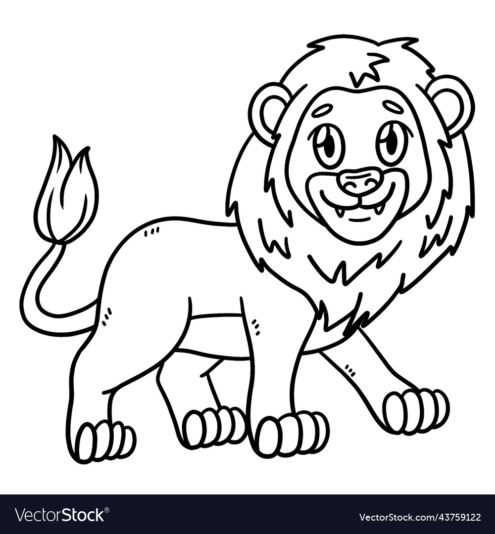 Lion animal isolated coloring page for kids Vector Image