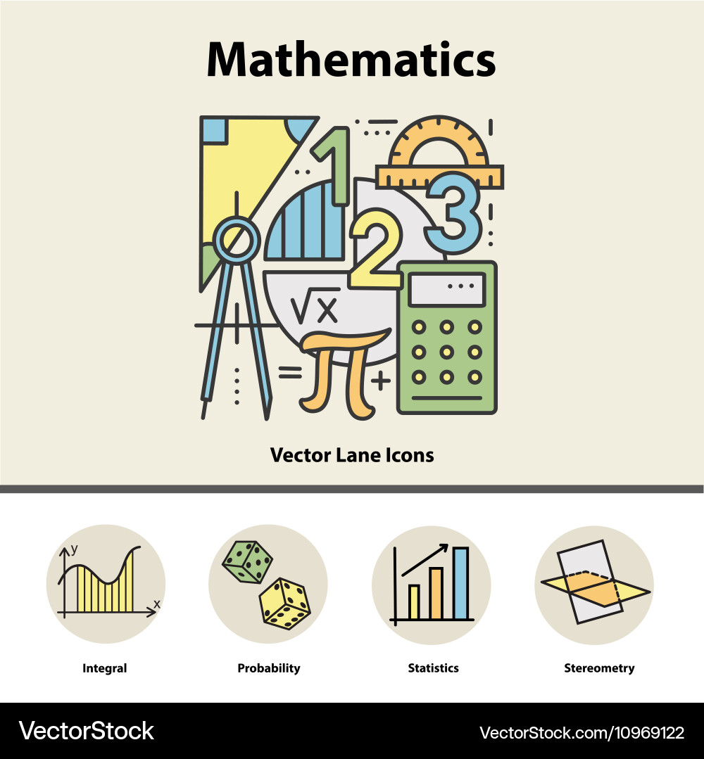 Modern color thin line concept of mathematics Vector Image