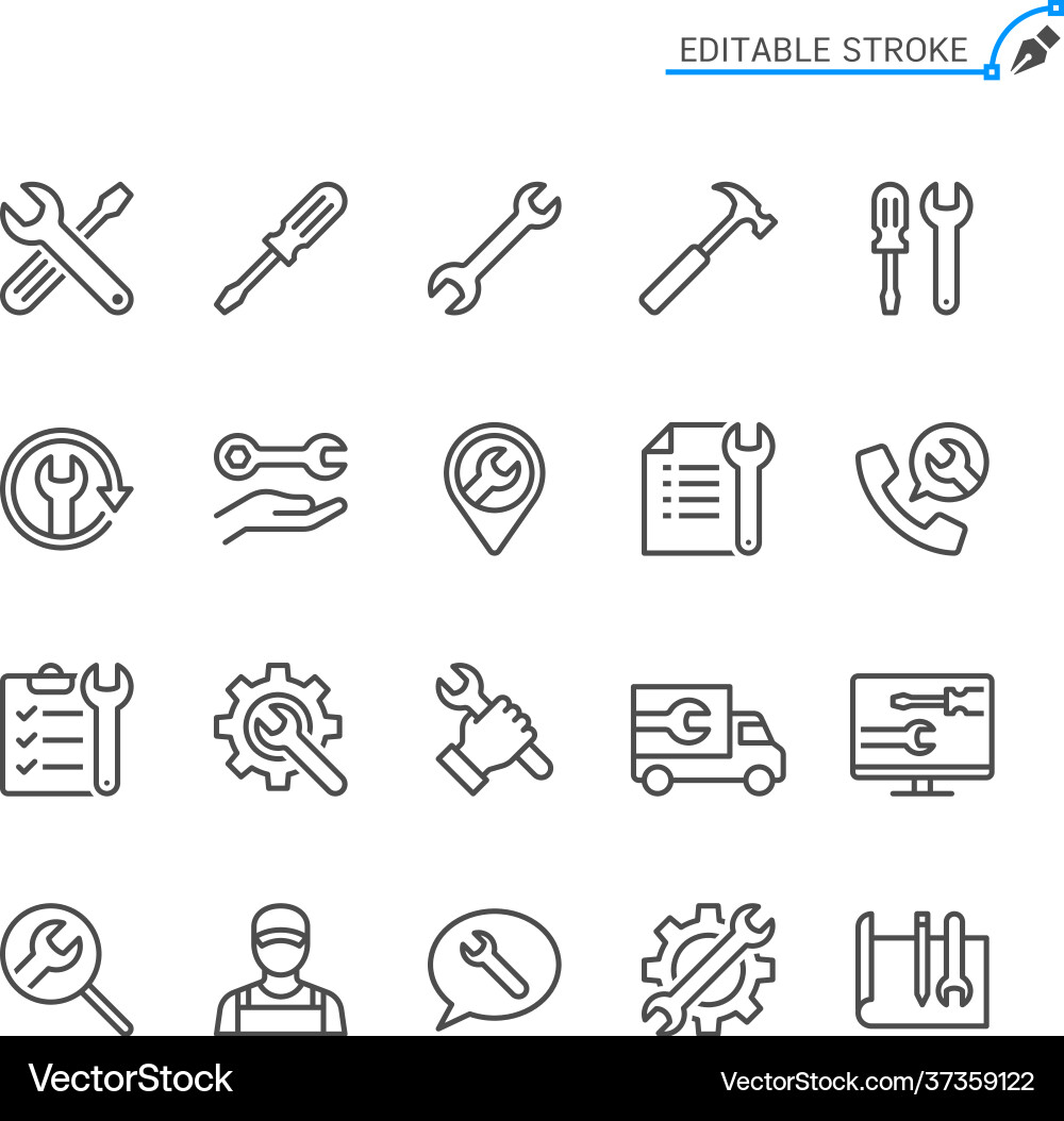Repair line icons editable stroke Royalty Free Vector Image