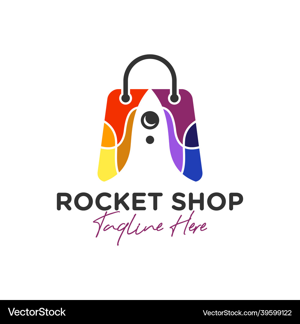 Rocket shop bag inspiration logo Royalty Free Vector Image
