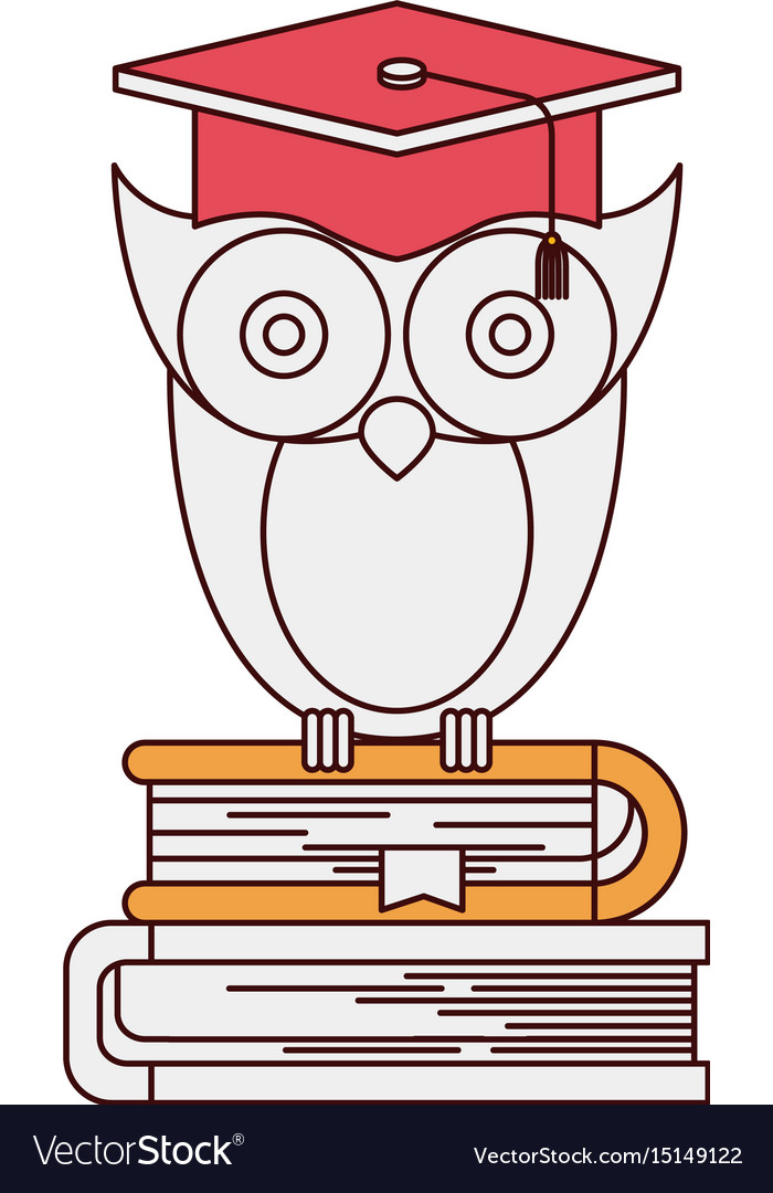 Silhouette color sections owl knowledge Royalty Free Vector