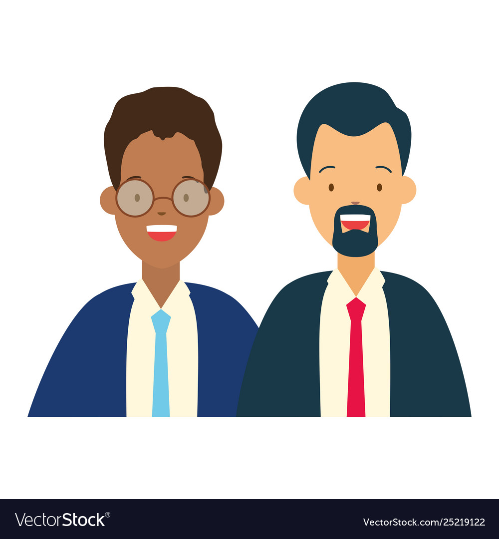 Two men diversity characters Royalty Free Vector Image