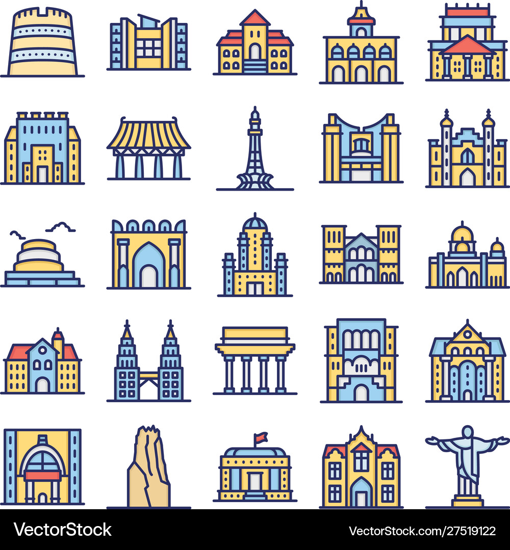 World landmarks isolated icons set that ca Vector Image