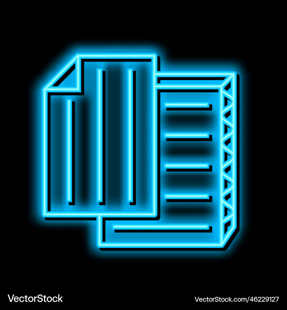 Cardboard paper list neon glow icon Royalty Free Vector
