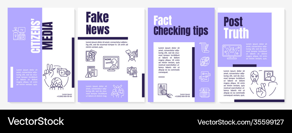 Citizen media purple brochure template Royalty Free Vector