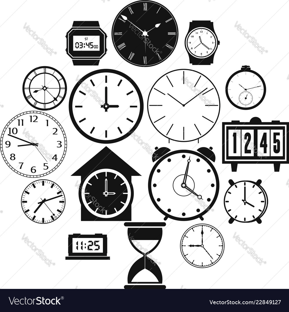 Clocks icons set Royalty Free Vector Image - VectorStock