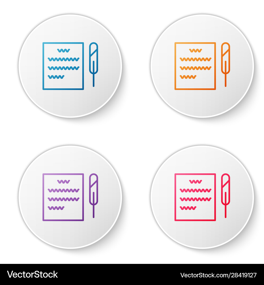 Color line feather pen and paper scroll icon Vector Image