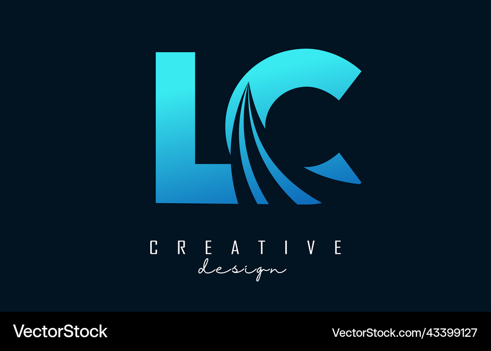 Creative blue letters lc l c logo with leading Vector Image