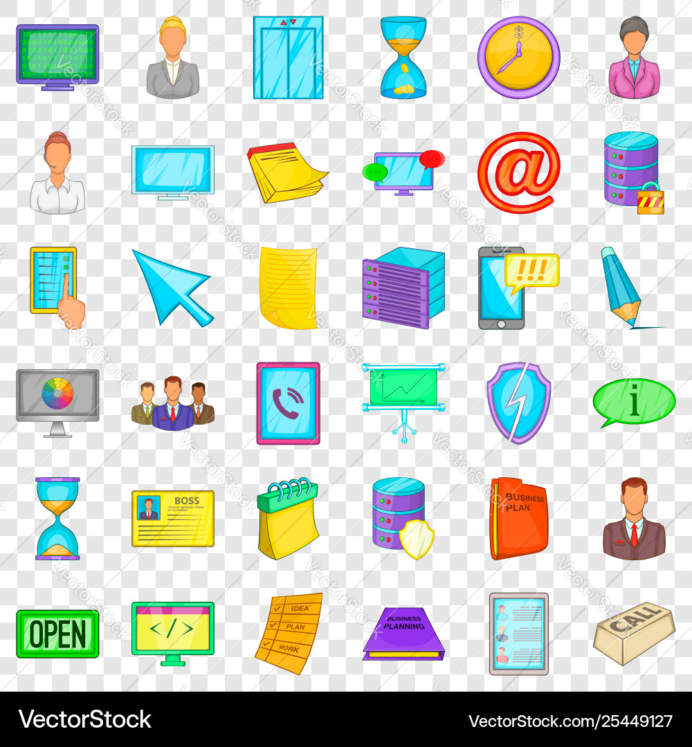 Division icons set cartoon style Royalty Free Vector Image
