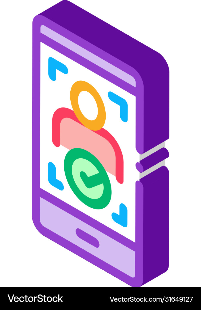 Phone person verification isometric icon Vector Image
