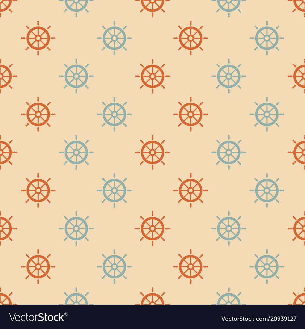 Seamless nautical pattern with steering wheels Vector Image