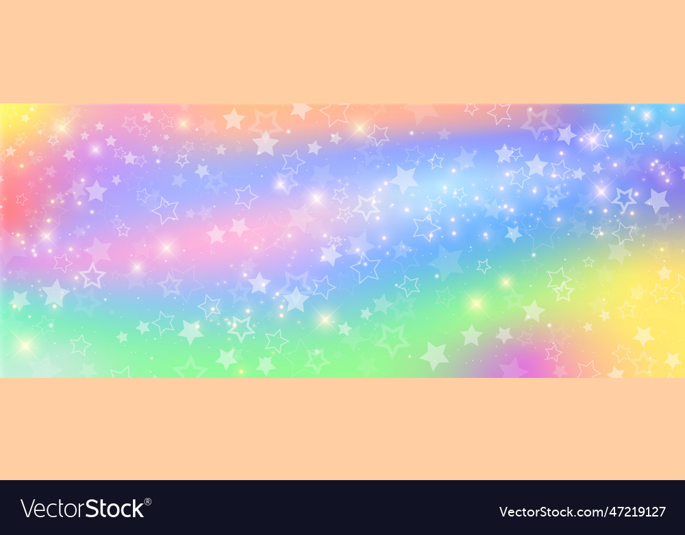 Unicorn rainbow background with glitter stars Vector Image