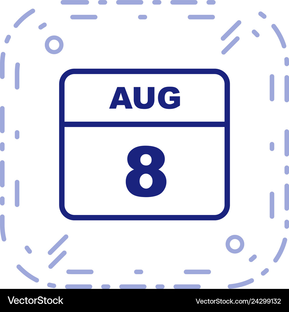 August 8th date on a single day calendar Vector Image