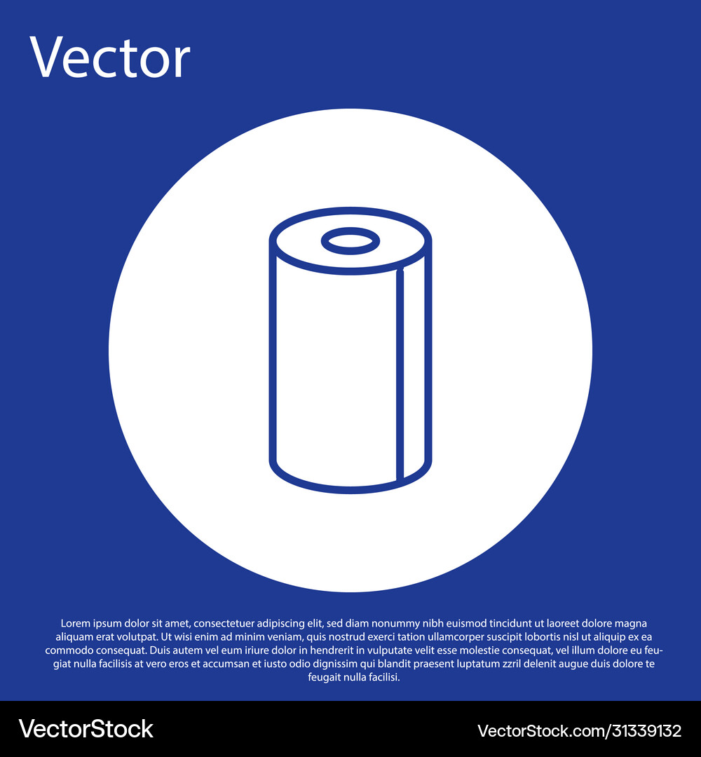 Blue line paper towel roll icon isolated on Vector Image