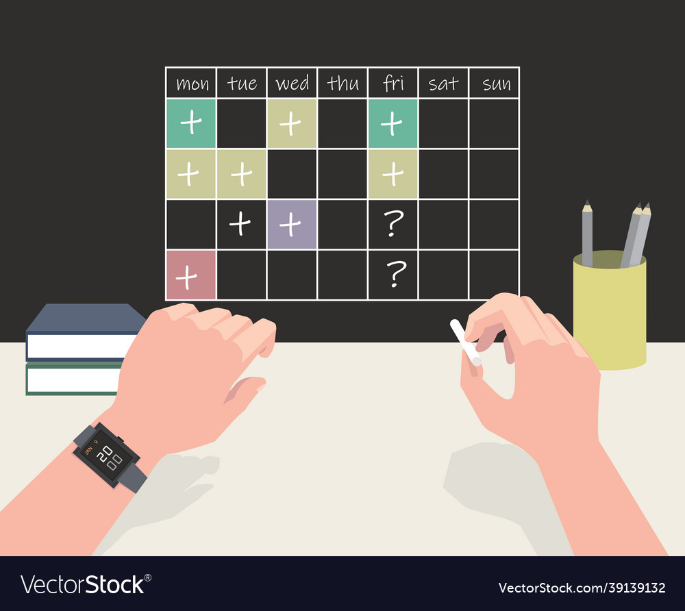 Diary completing tasks Royalty Free Vector Image