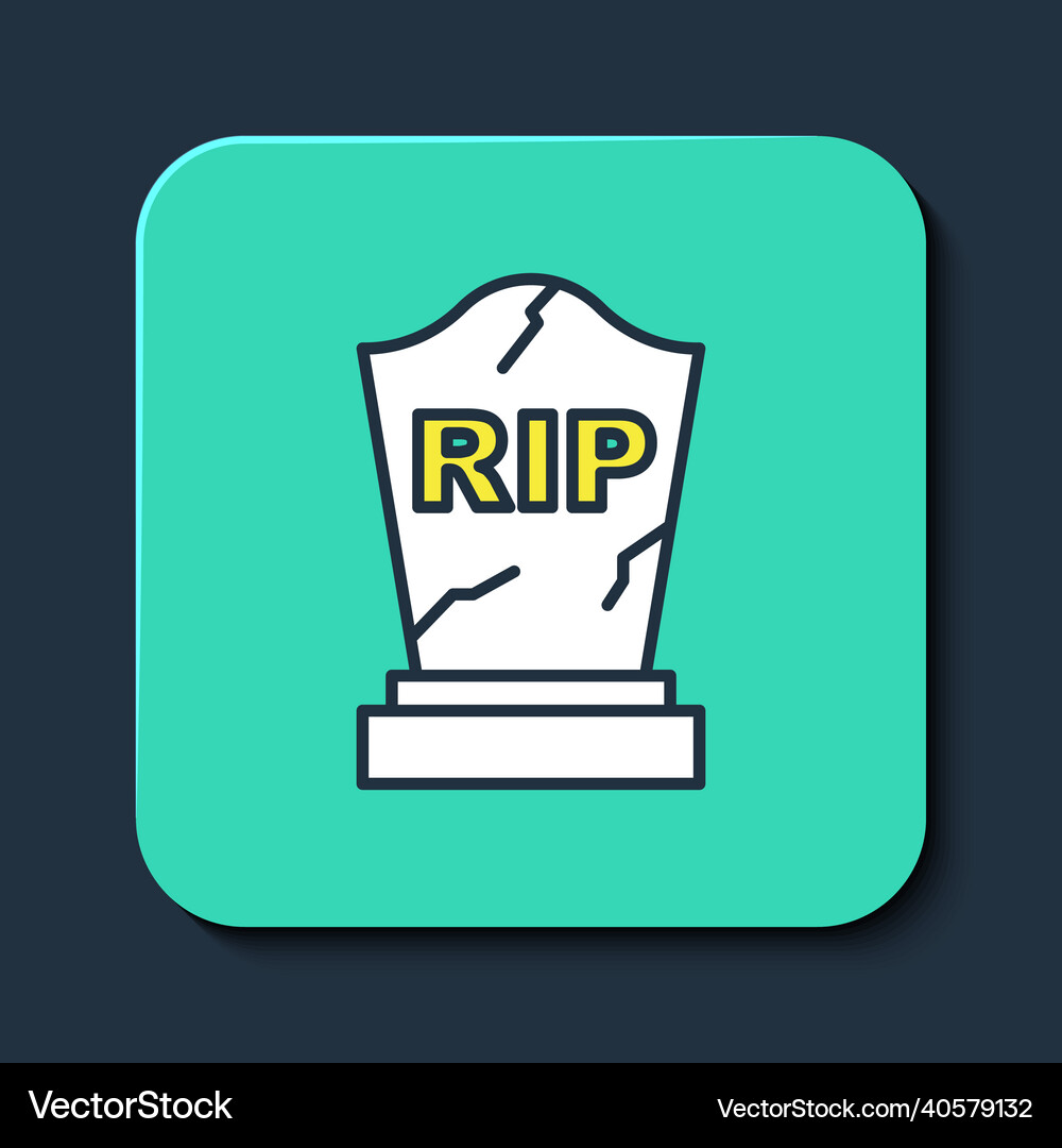 Filled outline tombstone with rip written Vector Image