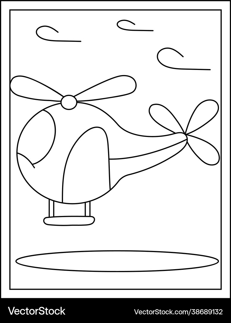 Helicopter coloring page Royalty Free Vector Image