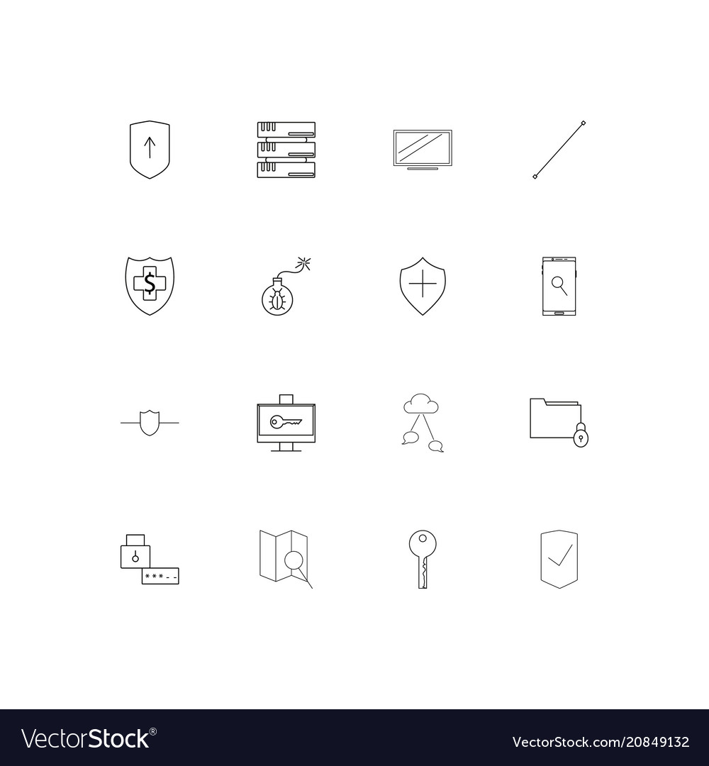 Internet security linear thin icons set outlined Vector Image
