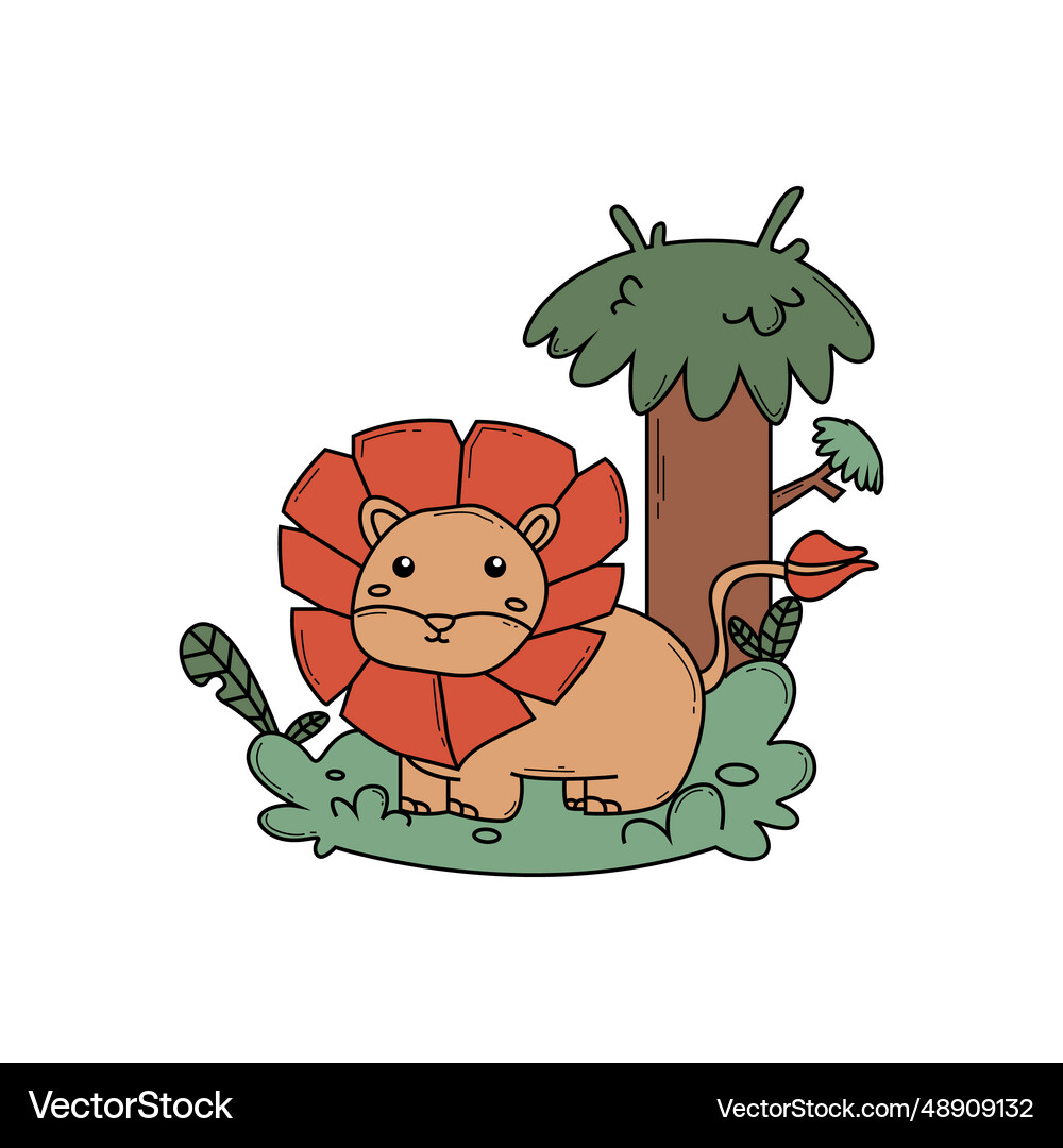 Jungle animal cartoon design drawing Royalty Free Vector