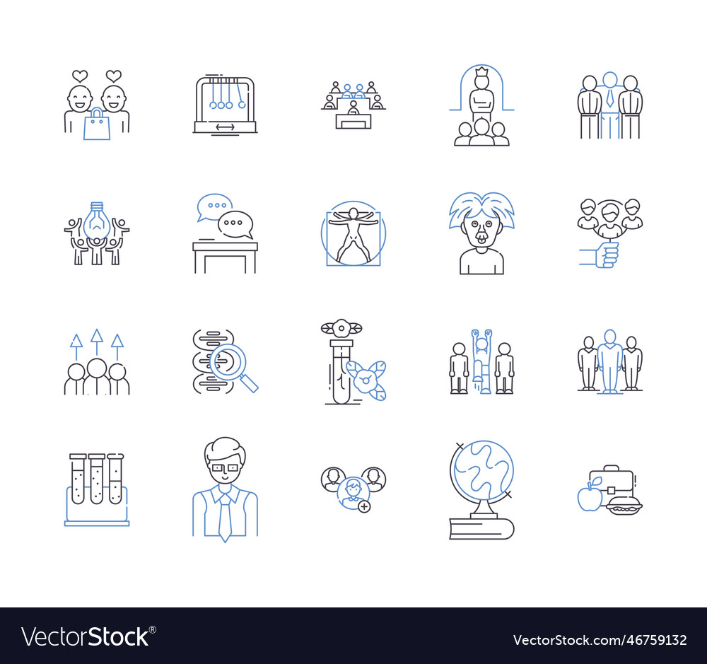 Mentorship And Coaching Outline Icons Collection Vector Image 
